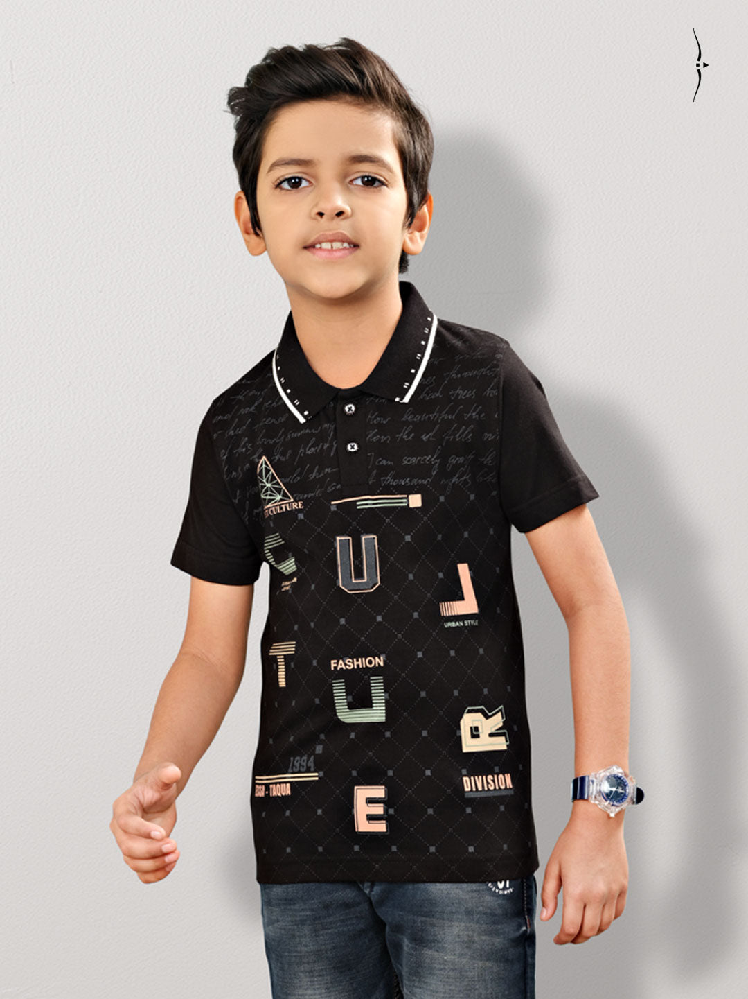 Essa 20-20 Collar T-Shirt for Boys Black – ESSA GARMENTS