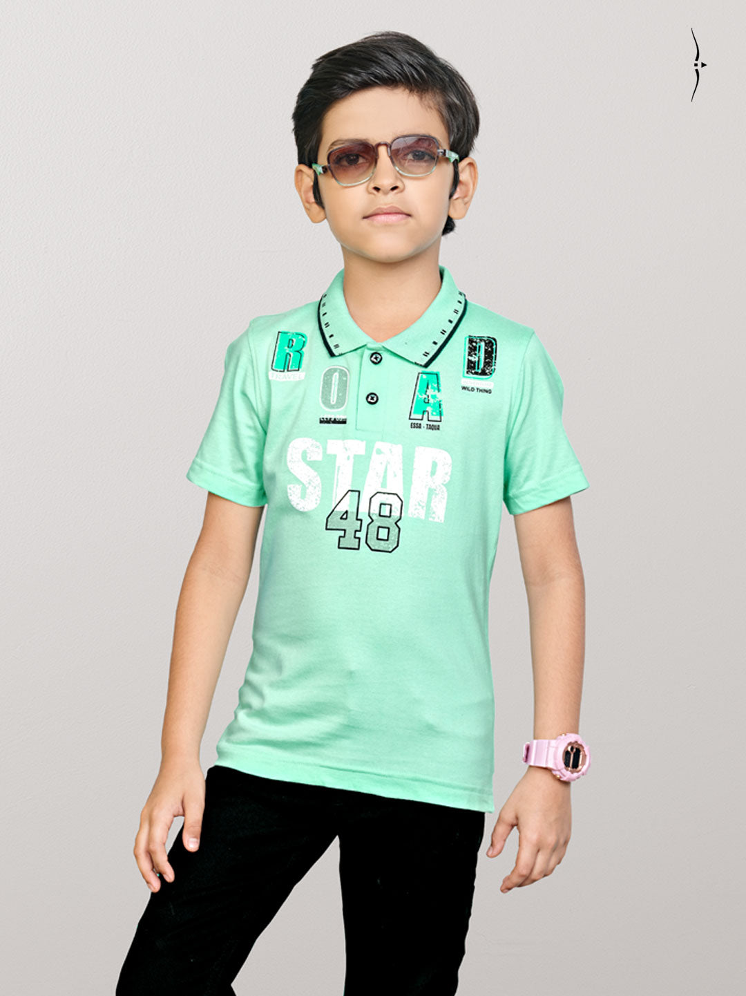 Essa 20-20 Collar T-Shirt for Boys Turquoise Green – ESSA GARMENTS